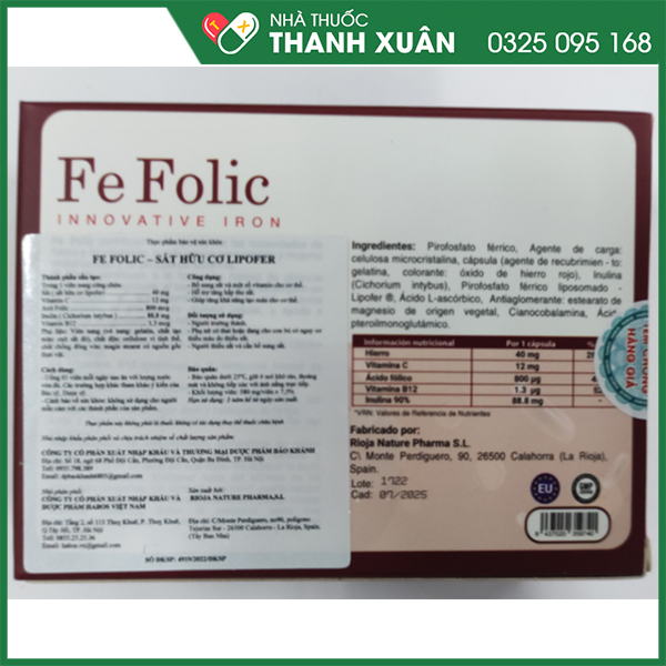 Fe Folic bổ sung sắt tái tạo hồng cầu