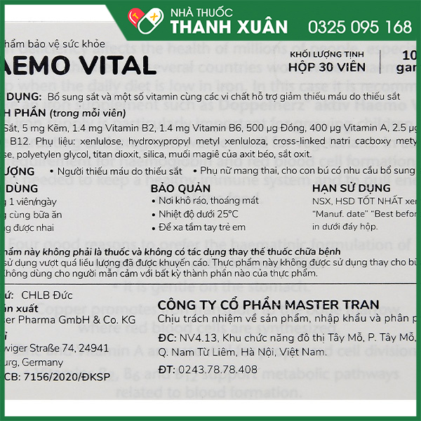 Haemo Vital vitamin bổ sung sắt