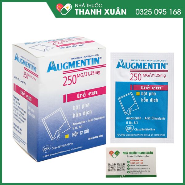 Thuốc kháng sinh Augmentin 250mg Điều trị nhiễm khuẩn