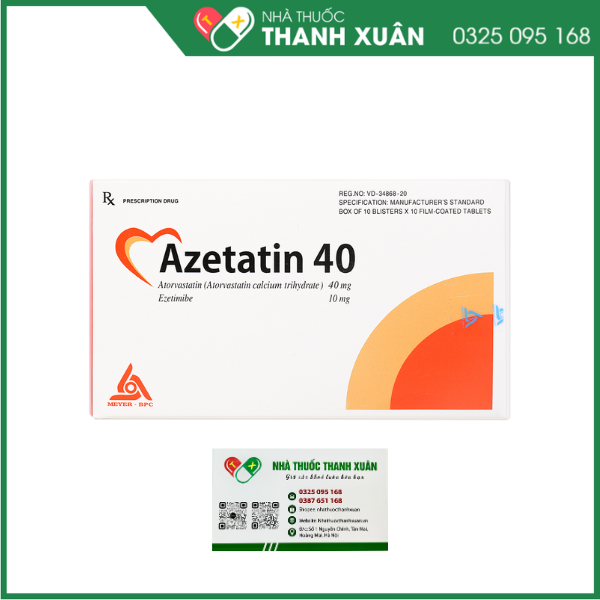 Azetatin 40 điều trị rối loạn lipid máu