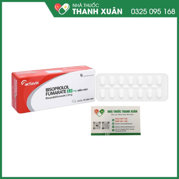 Bisoprolol Fumarate 2.5mg trị tăng huyết áp, đau thắt ngực