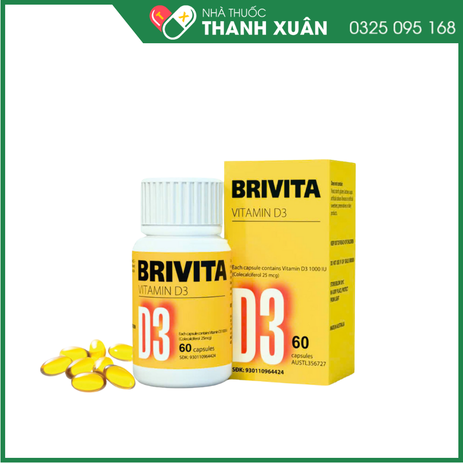 Brivita Vitamin D3 điều trị và phòng ngừa thiếu hụt Vitamin D