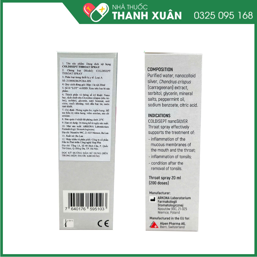 Xịt họng Coldisept Throat Spray giúp giảm ho ngứa họng, hỗ trợ điều trị ...