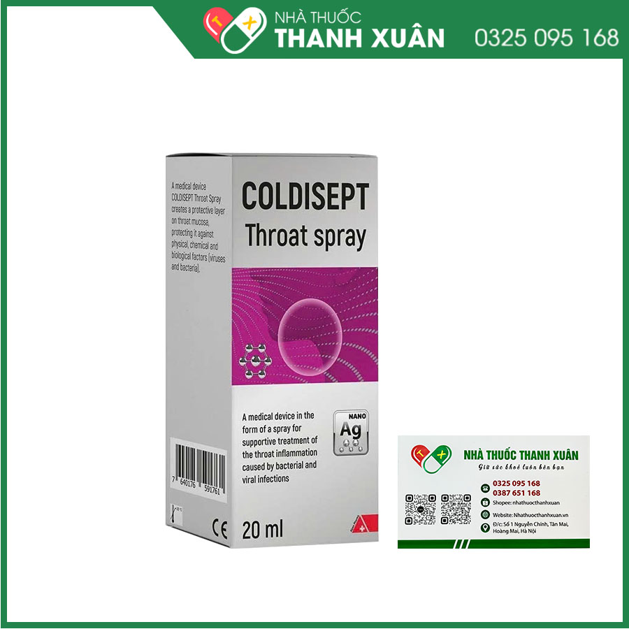 Xịt họng Coldisept Throat Spray giúp giảm ho ngứa họng, hỗ trợ điều trị ...
