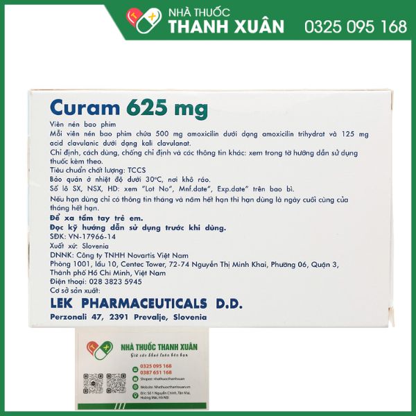 Curam 625mg điều trị nhiễm khuẩn