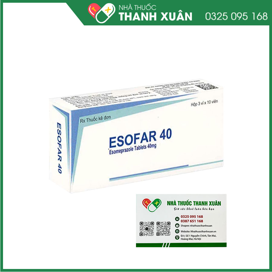 Esofar 40 điều trị loét dạ dày-tá tràng, trào ngược dạ dày, hội chứng ...