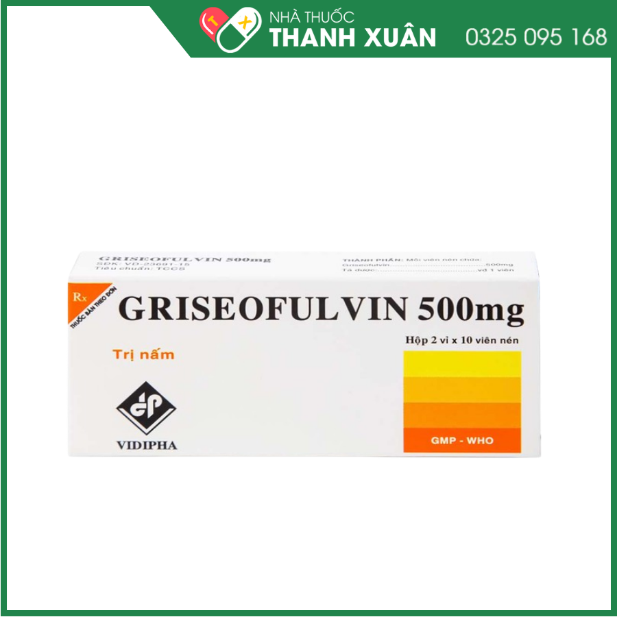 Griseofulvin 500 điều trị các bệnh nấm da, tóc và móng