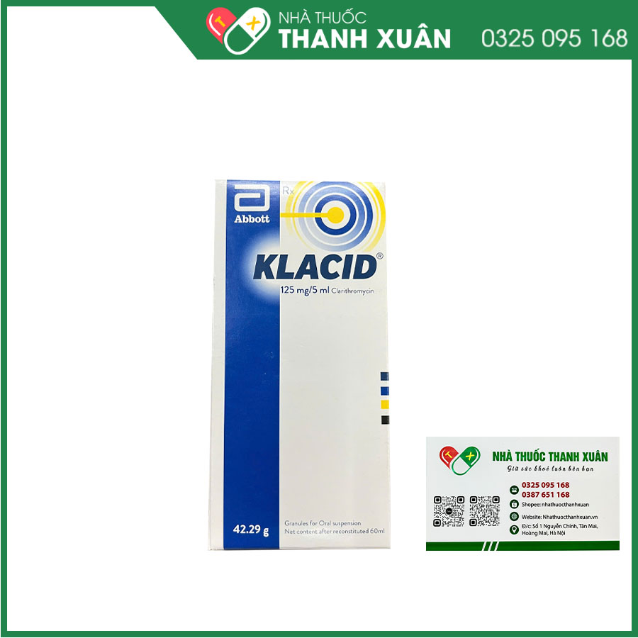 Klacid 125mg/5ml điều trị nhiễm khuẩn hô hấp, nhiễm khuẩn da và mô