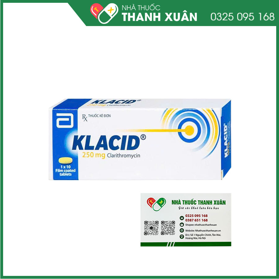 Klacid 250mg điều trị nhiễm khuẩn hô hấp, nhiễm trùng tiết niệu, da ...