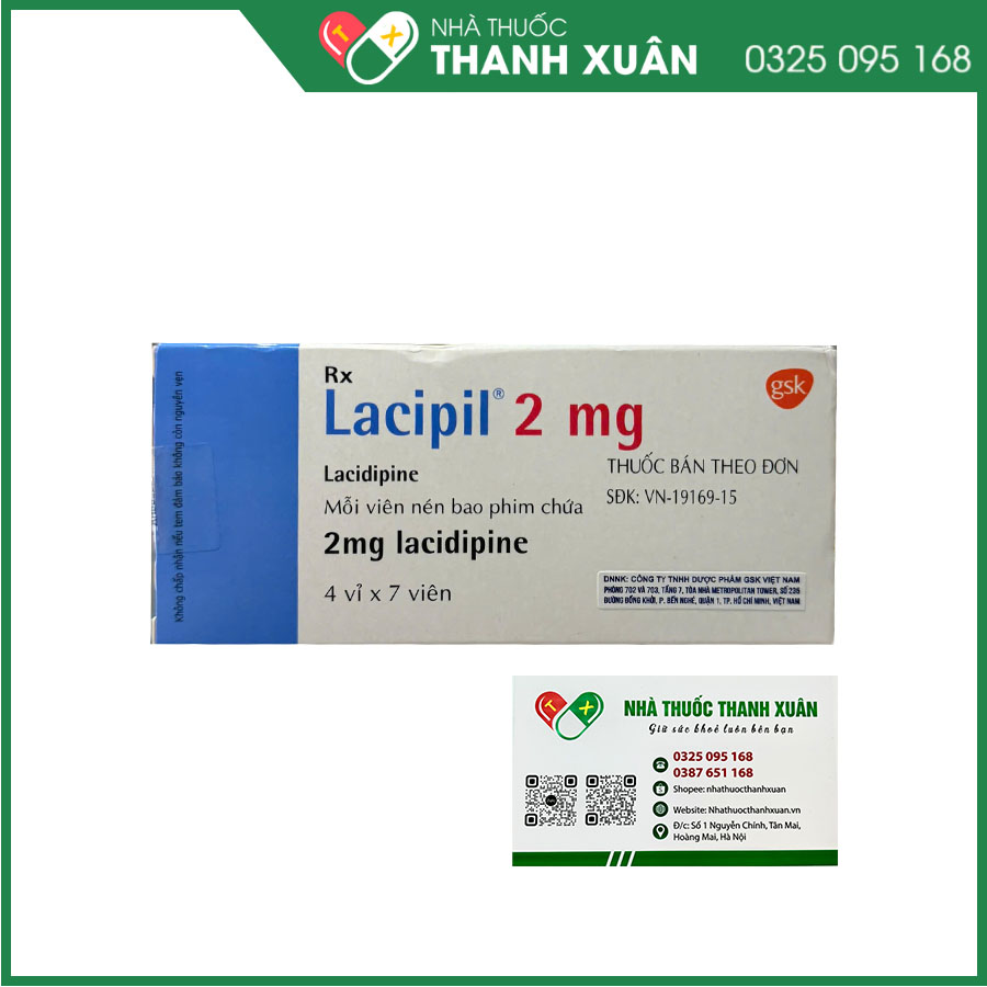 Lacipil 2mg điều trị tăng huyết áp
