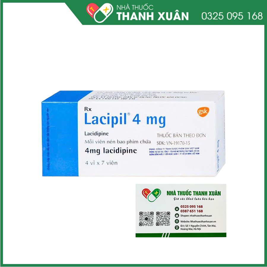 Lacipil 4mg điều trị tăng huyết áp