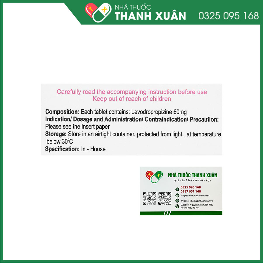 Lepro Tablet điều trị ho do các bệnh đường hô hấp