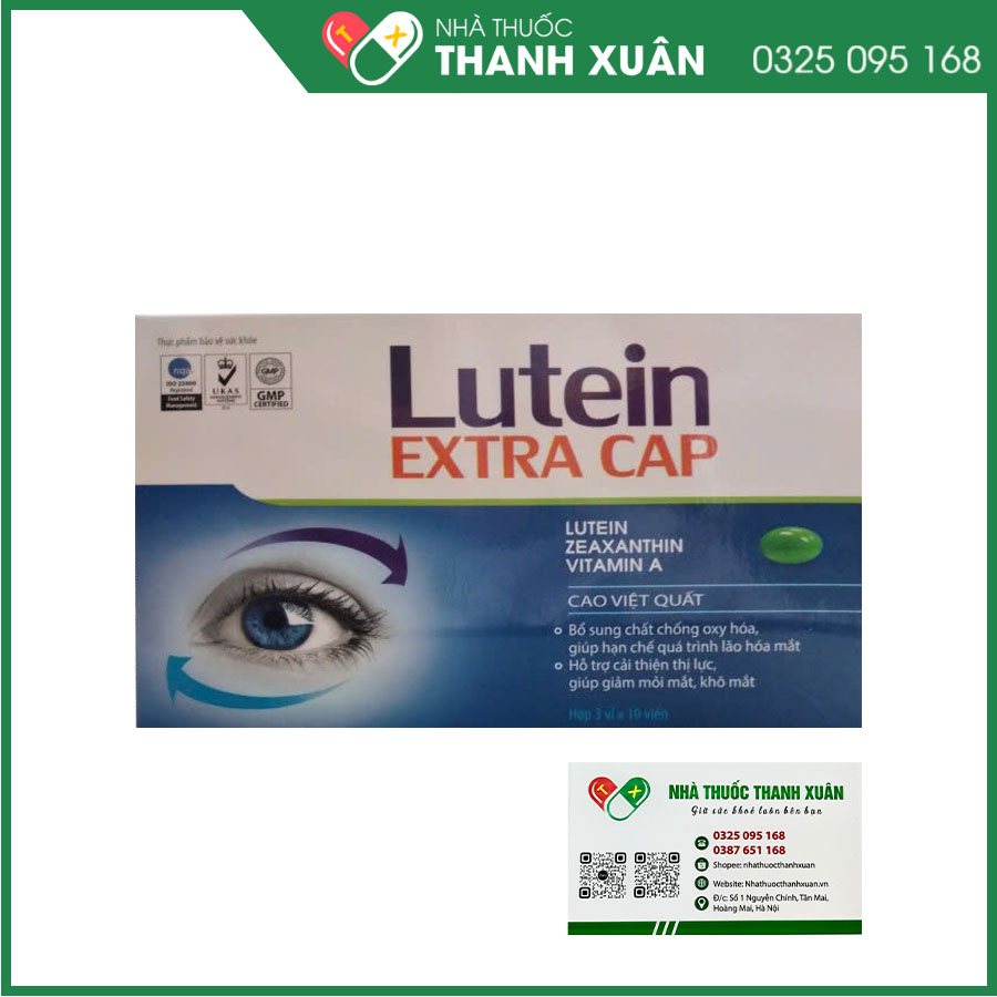 Viên uống Lutein Extra Cap giúp dưỡng mắt, cải thiện thị lực, giảm mỏi ...