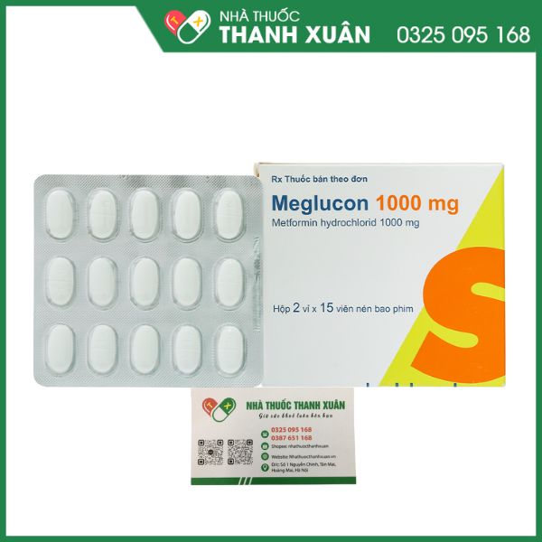 Meglucon 1000mg trị đái tháo đường (2 vỉ x 15 viên)