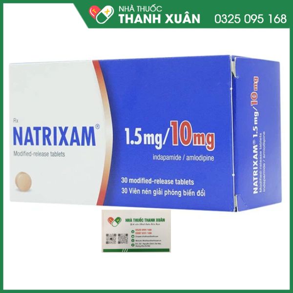 Natrixam 1.5mg/10mg - Thuốc điều trị tăng huyết áp (6 vỉ x 5 viên)