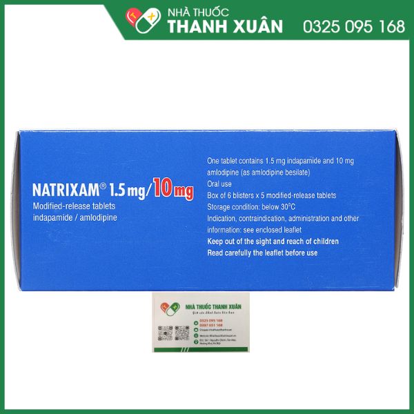 Natrixam 1.5mg/10mg - Thuốc điều trị tăng huyết áp (6 vỉ x 5 viên)