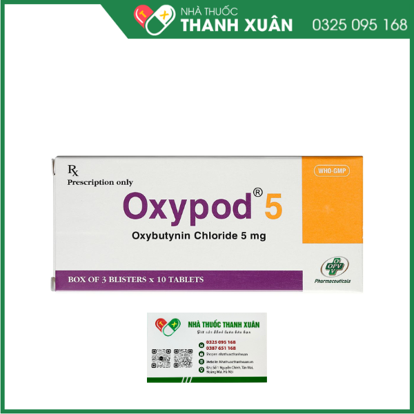 Oxypod 5 điều trị tiểu không kiểm soát, tiểu gấp, tiểu lắt nhắt