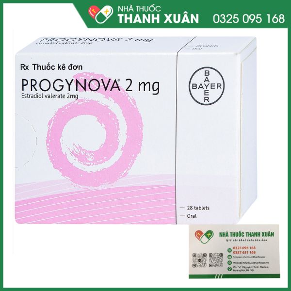 Progynova 2mg trị thiếu estrogen do mãn kinh (1 vỉ x 28 viên)