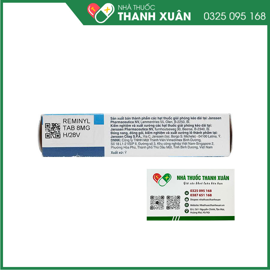 Reminyl 8mg điều trị sa sút trí tuệ do bệnh Alzheimer mức độ nhẹ đến vừa