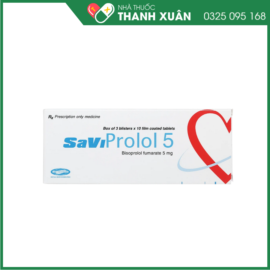 Savi Prolol 5 điều trị tăng huyết áp, đau thắt ngực