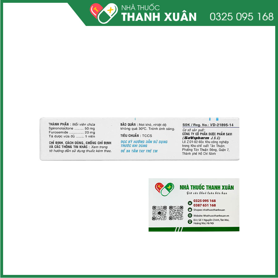 Savispirono-Plus thuốc điều trị tăng huyết áp, suy tim xung huyết mãn ...
