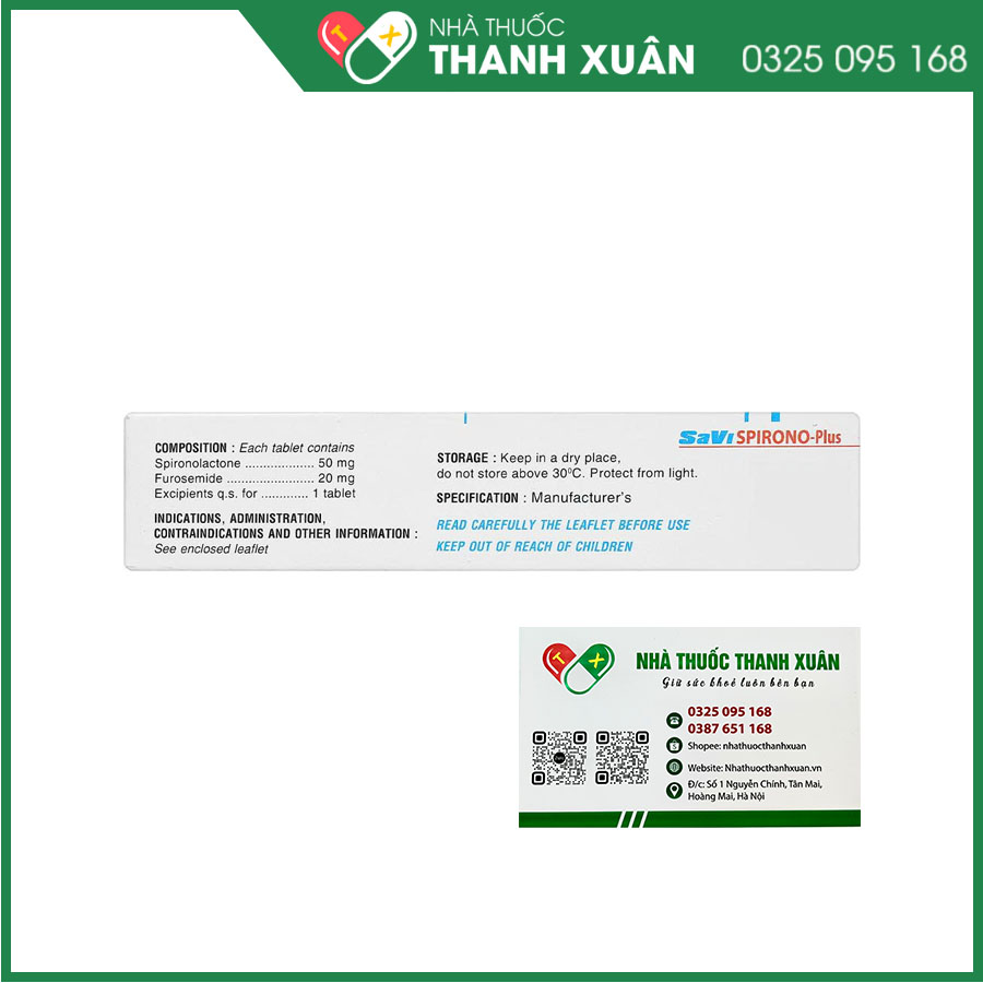 Savispirono-Plus thuốc điều trị tăng huyết áp, suy tim xung huyết mãn ...