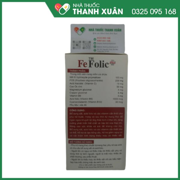 TM FeFolic Plus bổ sung sắt cho cơ thể, Hộp 30 viên