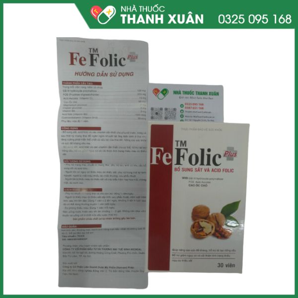 TM FeFolic Plus bổ sung sắt cho cơ thể, Hộp 30 viên