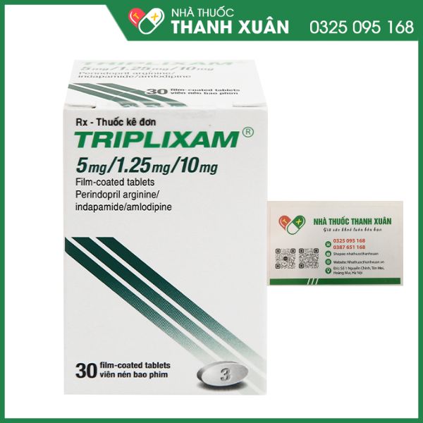 TRIPLIXAM 5mg/1.25mg/10mg thuốc điều trị tăng huyết áp
