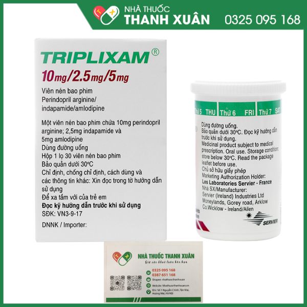 TRIPLIXAM 5mg/1.25mg/10mg thuốc điều trị tăng huyết áp