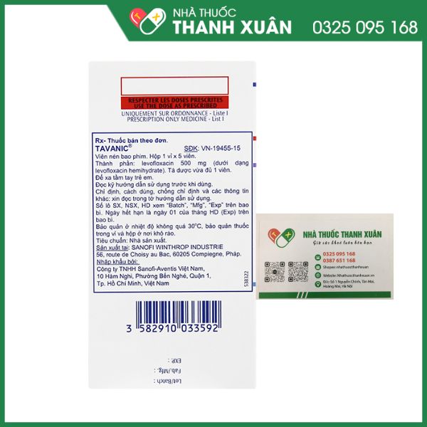 Tavanic 500mg - thuốc điều trị nhiễm khuẩn