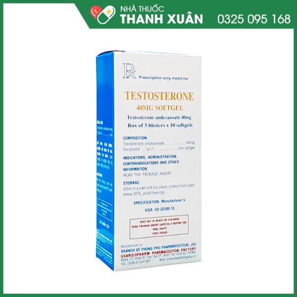 Testosterone 40mg bổ sung testosterone cho nam giới