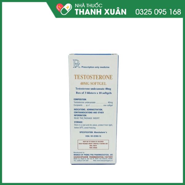 Testosterone 40mg bổ sung testosterone cho nam giới