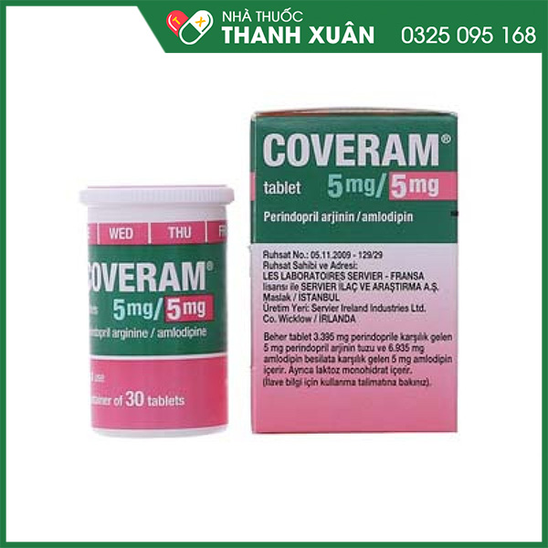 Thuốc Coveram 5mg/5mg trị tăng huyết áp, mạch vành