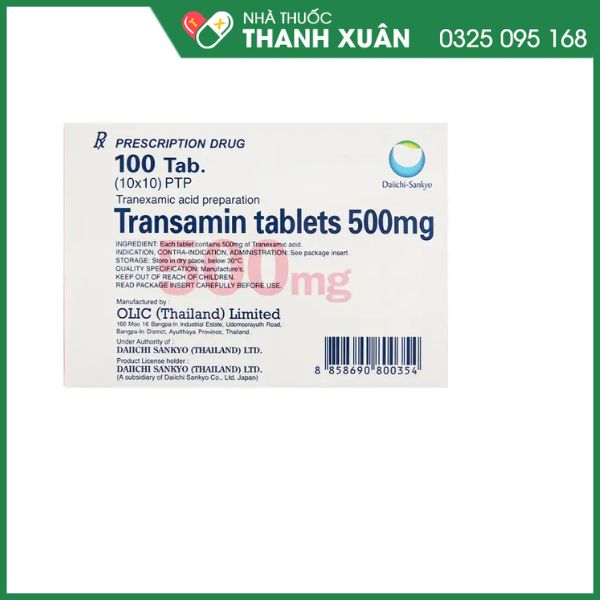 Transamin Tablets 500mg trị chảy máu do tăng tiêu firin