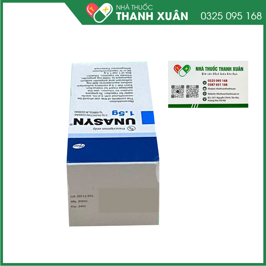Thuốc Unasyn 1,5g điều trị nhiễm khuẩn hô hấp, nhiễm khuẩn huyết, nhiễm ...