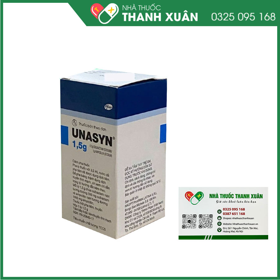 Thuốc Unasyn 1,5g điều trị nhiễm khuẩn hô hấp, nhiễm khuẩn huyết, nhiễm ...