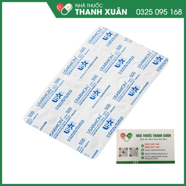 Usarmicin 500mg trị nhiễm khuẩn tiết niệu (2 vỉ x 10 viên)