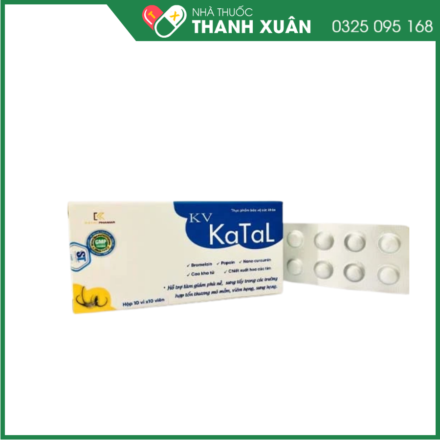 Viên uống KV KaTal giúp hỗ trợ giảm phù nề, sưng tấy hiệu quả