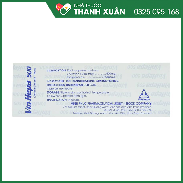 Vin-Hepa 500mg hỗ trợ điều trị viêm gan cấp và mãn tính, xơ gan, gan ...