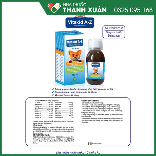 Vitakid A-Z bổ sung vitamin và khoáng chất