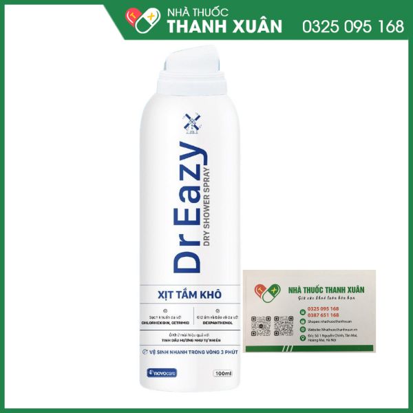 Xịt tắm khô Dr Eazy Dry Shower Spray vệ sinh da cực kì tiện lợi