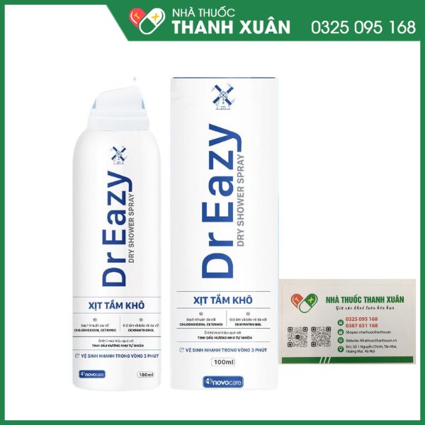 Xịt tắm khô Dr Eazy Dry Shower Spray vệ sinh da cực kì tiện lợi