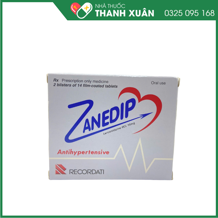 Zanedip 10mg - Thuốc trị tăng huyết áp vô căn